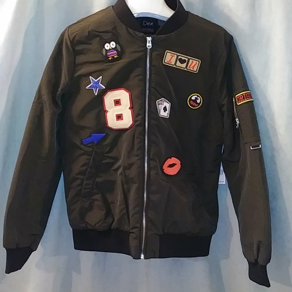 Dex | Jackets & Coats | Dex Bomber Jacket With Patches | Poshmark